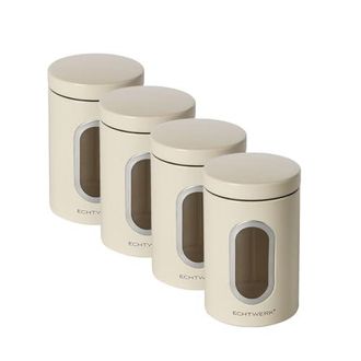 Echtwerk Stilvolle Vorratsdosen 4er Set-creme, Vorratsbeh&auml;lter, Aufbewahrungsbox, Zur Aufbewahrung von Mehl/Zucker/M&uuml;sli/Tee, Metalldose mit luftdichtem Deckel