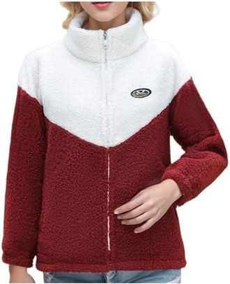 Generic Veste polaire chaude et &eacute;paisse &agrave; fermeture &eacute;clair avec col montant pour lautomne et lhiver., Rouge, 4XL
