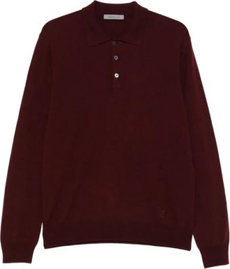 Corneliani Homme, Pulls, Rouge, Taille: 3XL Polo en Laine Vierge avec 3 Boutons