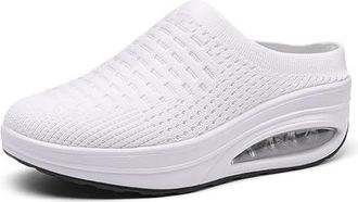 Generic Chaussons Femme Confortables à Semelle Plateforme Maille Unie pour intérieur extérieur Maison décontractées légères antidérapantes (White, 41)