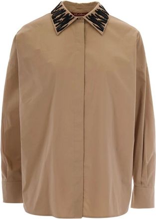 Max Mara Femme, Blouses et Chemises, Beige, Taille: 38 FR Chemise ample en popeline