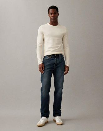 Levi's 501 jean droit original en d&eacute;lavage fonc&eacute;-Bleu marine