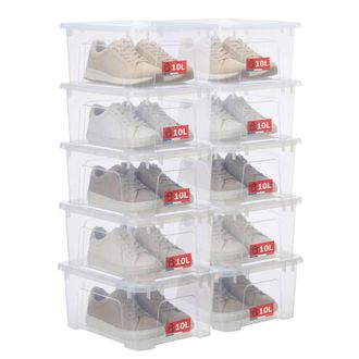 Sundis View Box, 10er-set Aufbewahrungsbox mit deckel, 10L, transparentem Kunststoff, stapelbar, ideal f&uuml;r ideal f&uuml;r kleine Gegenst&auml;nde im Haushalt und im B&uuml;