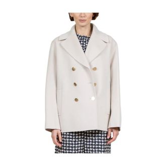 Max Mara Femme, Vestes, Gris, Taille: 42 FR Veste Courte Crois&eacute;e en Laine Vierge