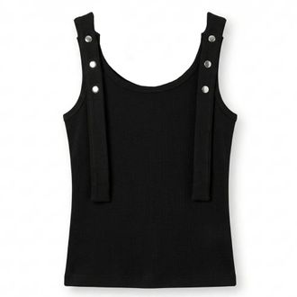 Msgm Msgm, Femme, Tops, Noir, Taille: 38 FR Ribbed Cotton Top