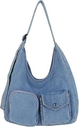 Generic Sac &agrave; bandouli&egrave;re en jean pour femme avec plusieurs poches - Grande capacit&eacute; - Pour l&eacute;cole, les voyages quotidiens, bleu clair, 340x100x360mm