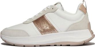 FitFlop Femme F-Mode Flow Sequin Suede/Leather Flatform Sneakers Basket, Urban White Classic Beige, 42 EU