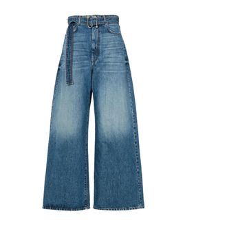Sportmax Oversize Jeans mit G&uuml;rtel - - Jeans - Damen - Blau - W27