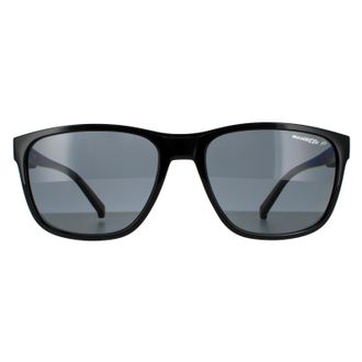 Arnette Rectangle Mens Shiny Black Dark Grey Polarized Sonnenbrillen