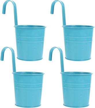 Cabilock 4stücke Teiliges Hängender Eisen-blumentopf Mit Abnehmbarem Haken Balkon Blumeneimer Mit Entwässerungslöchern Für Garten Wohnraumdekoration