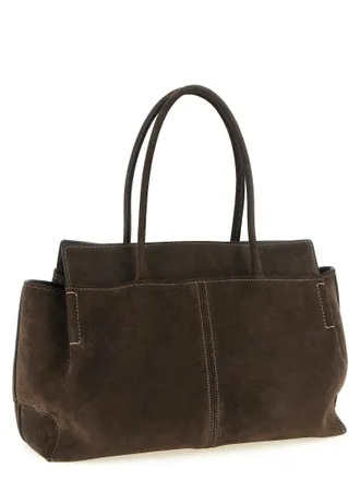 Tod's Calfskin with Contrast Stitching Shoulder Bag - Brown