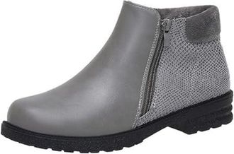 Generic Bottines dhiver d&eacute;contract&eacute;es &agrave; bout rond avec fermeture &eacute;clair lat&eacute;rale et doublure en fausse fourrure pour femme, gris, 40.5 EU