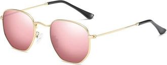 Generic Lunettes De Soleil Polaris&eacute;es &Agrave; Monture M&eacute;tallique Irr&eacute;guli&egrave;re For Hommes Et Femmes, Lunettes De Soleil De F&ecirc;te De Vacances &Agrave; La(Pink)