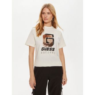 Guess T-Shirt Ines V4YI07 I3Z14 &Eacute;cru Regular Fit