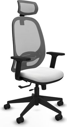 Piqueras y Crespo B&uuml;rostuhl, grau und wei&szlig;, zylindrisch, mit 2D-Armlehnen, h&ouml;henverstellbare Lendenwirbelst&uuml;tze und Kopfteil, h&ouml;henverstellbar und neigbar, Grau/Wei&szlig;