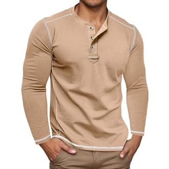 Generic T-shirt pour homme, lourd, manches longues, d&eacute;contract&eacute;, coupe ajust&eacute;e, couleur unie, pour le quotidien en automne et en hiver, confortable et respira
