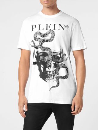 Philipp Plein T-shirt en coton avec imprim&eacute; Skull et ornements en strass