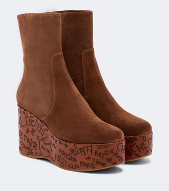 Chlo&eacute; Chlo&eacute; Bottes compens&eacute;es Maxime en daim