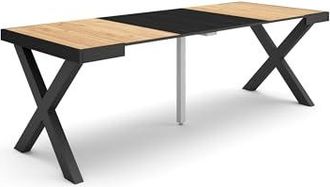 Skraut Home | Ausziehbarertisch | Multifunktionaler ausziehbarer | 220 | F&uuml;r 10 G&auml;ste | Massivholz Beine | Moderner Stil | Eiche Schwarz