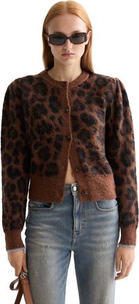 Scotch & Soda Damen Strickjacke Fuzzy Jacquard, Peace Leopard U297, XL