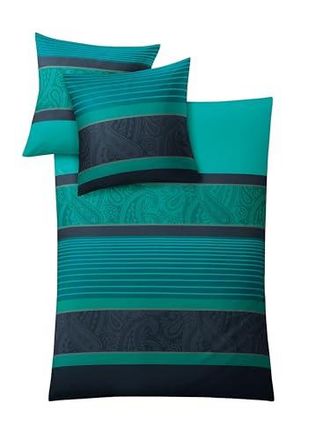 Kleine Wolke 6162675952 Bettw&auml;sche Cambridge, Ma&szlig;e: 135 x 200 cm und 80 x 80 cm, Farbe: Petrol