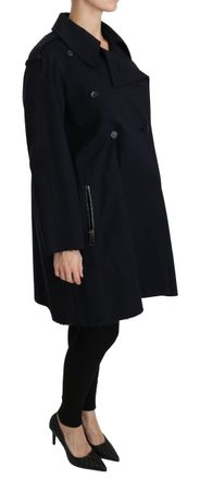 Dolce & Gabbana Coat Blue Cotton Women Trench Jacket Clothing