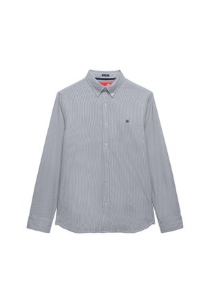 Superdry Herren Klassisches Oxford-Hemd mit Langen &Auml;rmeln Tickingstreifen Gestreif XXXL