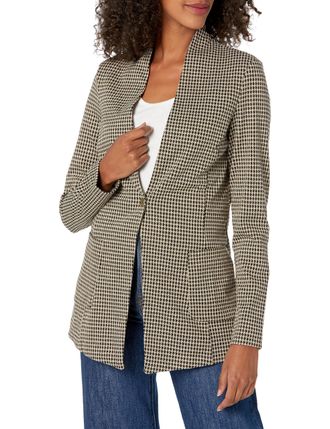 Tommy Hilfiger Damen Blazer - Business Jacke mit schmeichelnder Passform und Einknopfverschluss, Schwarz Multi Line, 46