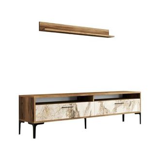 Dmora Wohnwand Edasich 180x35x47h cm Braun, 4 Regale