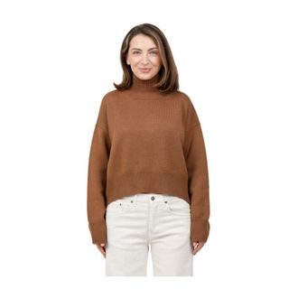 Dondup Femme, Pulls, Brun, Taille: 38 FR Maglia cropped over dolcevita in lana merinos