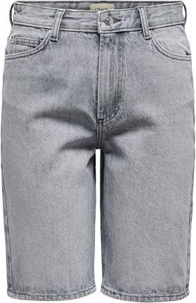 Only Onlsonny Hw Wide DNM Nas843 Noos Short Long en Jean avec Taille Haute et Coupe Normale, Gris Clair Denim, M Femme