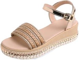 Generic Sandales &agrave; lani&egrave;res d&eacute;contract&eacute;es et &eacute;l&eacute;gantes pour femme - Bout ouvert - Polyvalentes - Semelle &eacute;paisse - Confortables et respirantes - Sandales de m