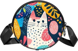 Generic Sac &agrave; bandouli&egrave;re rond pour femme, petit sac &agrave; bandouli&egrave;re avec fermeture &eacute;clair et bretelles r&eacute;glables style d&eacute;contract&eacute; pour femmes et filles