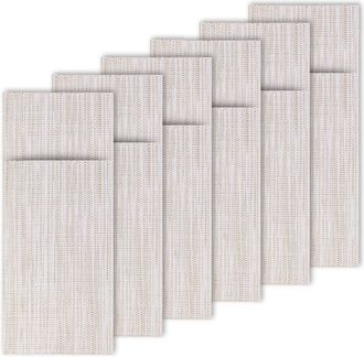 Westmark 6 Servietten-/Bestecktaschen, 24 x 9 cm, Synthetik, Saleen-Edition: Linen, Beige/Weiß, 01210004250