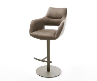 DELIFE Barstuhl Yago-Flex Mikrofaser Taupe Vintage Drehfu&szlig; h&ouml;henverstellbar Metall Titanfarben Taschenfederkern, Barst&uuml;hle