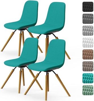 Dioxide Housse de Chaise de Salle &agrave; Manger 4PCS, Housse pour Chaise Cuisine Extensible, Couvre Chaise Moderne Lavable, D&eacute;cor de Cuisine Maison(Bleu)