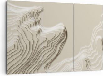 Arttor Bilder auf Leinwand 165x110cm Leinwandbild Dreidimensional cremig strukturell Groß XXL Wanddeko Bild Schlafzimmer Set 3 teilige Wandbilder Dekoration 