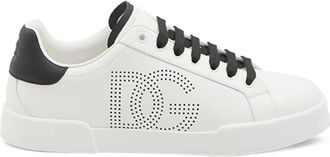 Dolce & Gabbana Homme, Chaussures, Blanc, Taille: 40 EU Perforated DG Logo Baskets