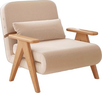 Generic 3-in-1 faltbare G&auml;stebett Schlafsessel Baumwolle und Leinen Stoff Schlafsofa mit verstellbarer R&uuml;ckenlehne perfekt f&uuml;r Schlafzimmer und Wohnzimmer ver