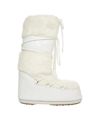 Moon Boot Stiefel - Faux Fur Ankle Boots With Lace-Up Design - Gr. 39 (EU) - in Wei&szlig; - f&uuml;r Damen
