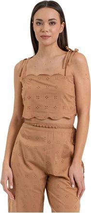 Kocca Femme, Tops, Orange, Taille: 38 FR Cotton Broderie Anglaise Crop Top