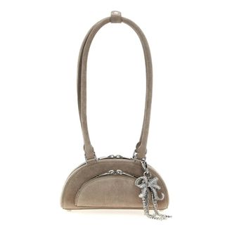 Self Portrait Suede Mini With Charm Schultertasche - - Bags - Damen - Grau - ONE SIZE