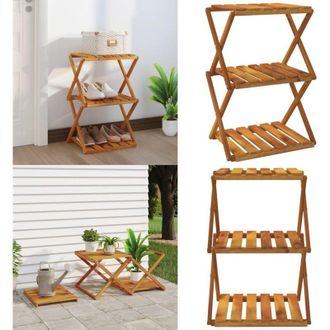 vidaXL Vidaxl - Klappregal 3 B&ouml;den Braun 43x31x63 cm Massivholz Akazie - Holzregal - Akasienholzklappm&ouml;bel - B&uuml;cherregal - Wohnraumorganisation