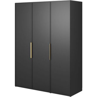 Selsey Frame - Kleiderschrank 3-t&uuml;rig mit Kleiderstange und Regalen, 150 cm, schwarz - Selsey