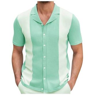 Generic Polo Homme Cardigan Pull Chemise Business Casual Chemise en Laine Haut Confortable, vert, 3XL
