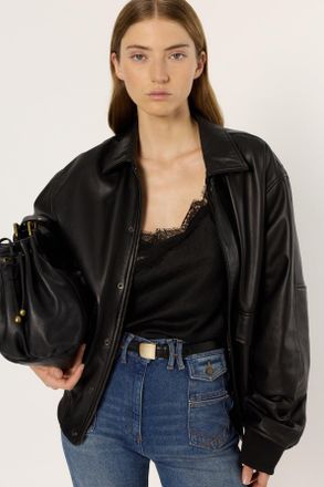 Gerard Darel Veste ample en cuir- NIMA - Noir