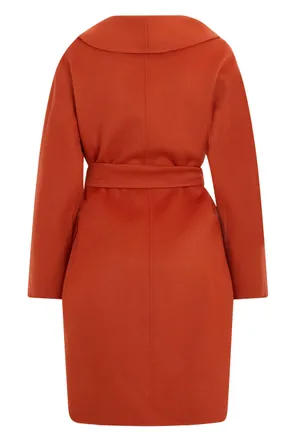 Max Mara Womens Coat Wool-Cashmere-Silk Terracotta Virgin Wool