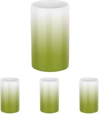 Spirella Badezimmer-Becher/Zahnputzbecher aus Porzellan, limettengr&uuml;n, Green (Packung mit 4)