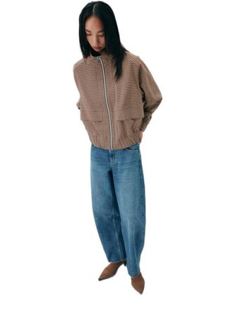 Comma Kurzjacke braun,Casual,Polyester,Kariert,Stehkragen,Lang,Casual Fit