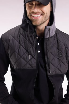 Eden Park Sweatshirt Zipp&eacute; En Interlock Bimati&egrave;re Matelass&eacute; Noir Et Gris